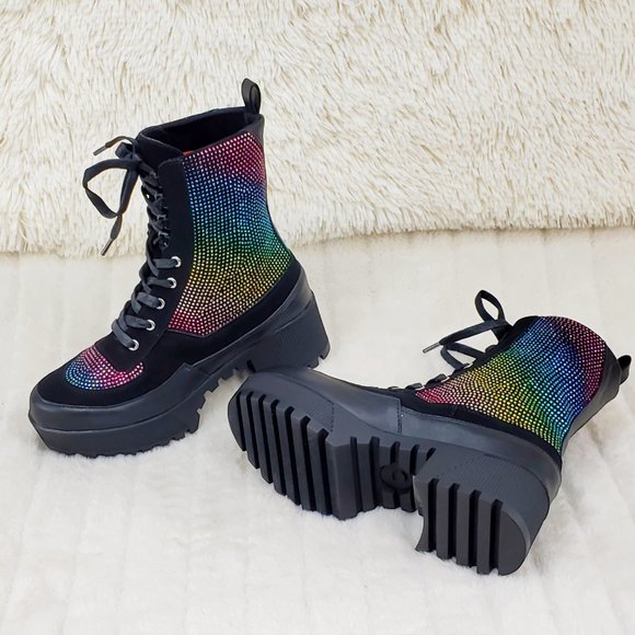 Wild Diva | Shoes | Diva Shine Colorful Rainbow Rhinestone Black ...